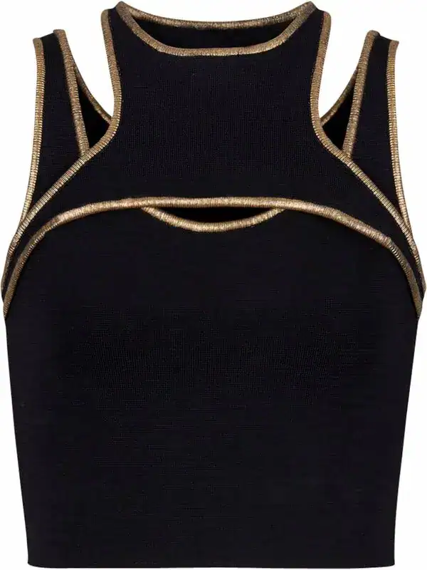 Balmain Contrast Trim Knit Top In Black 60% Off Editorialist