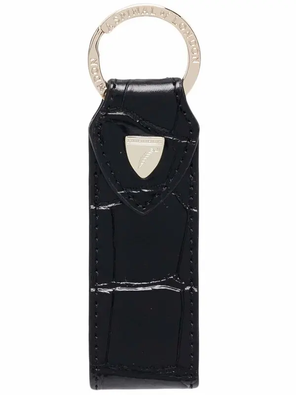 ASPINAL OF LONDON Crocodile-effect Loop Keyring - Black