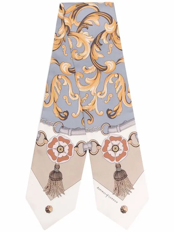 ASPINAL OF LONDON Signature Graphic-print Silk Scarf - Neutrals