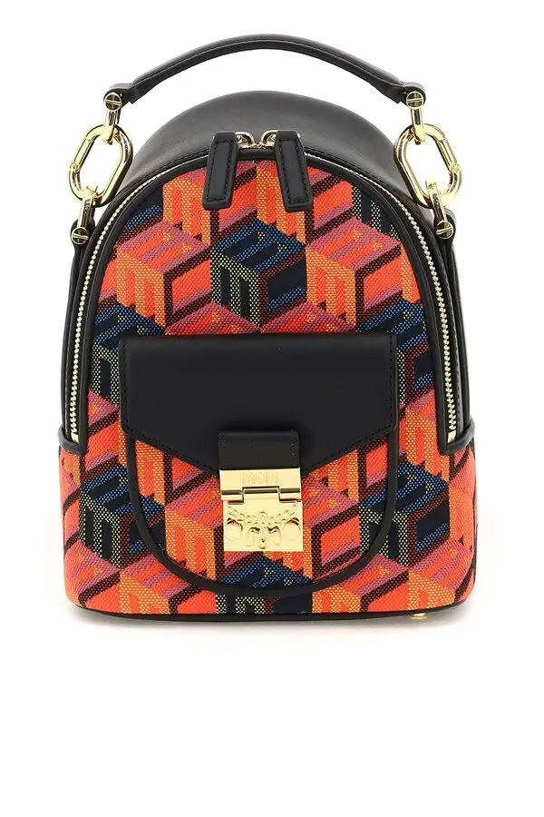 Mcm Cubic Logo Jacquard Fabric Mini Patricia Backpack  display picture 2