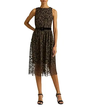 ralph lauren black and gold dress Vintage Ralph Lauren Silk Lamé Dot Halter Dress – Recess