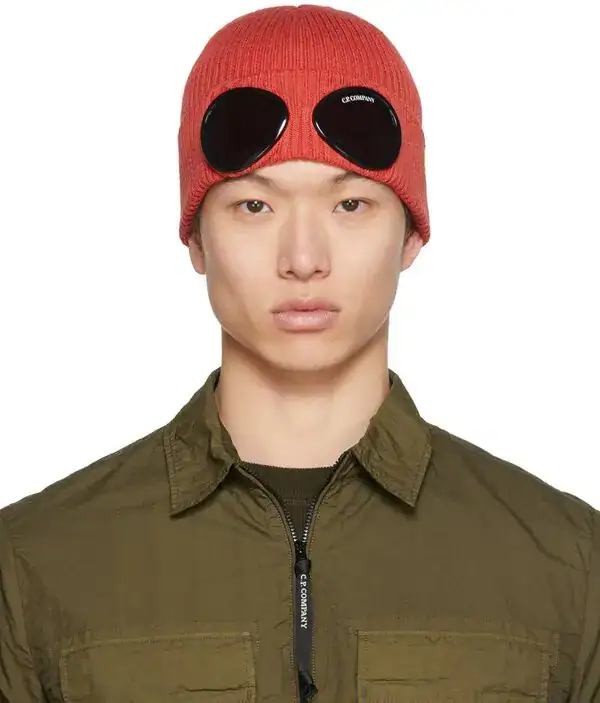 Hat Cp Jacket Red Company Cotton Goggle Beanie In 239 Fiery Red 62 - Main Image