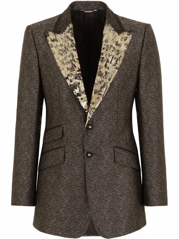 Dolce & Gabbana Lamé Jacquard Single-breasted Blazer - Grey