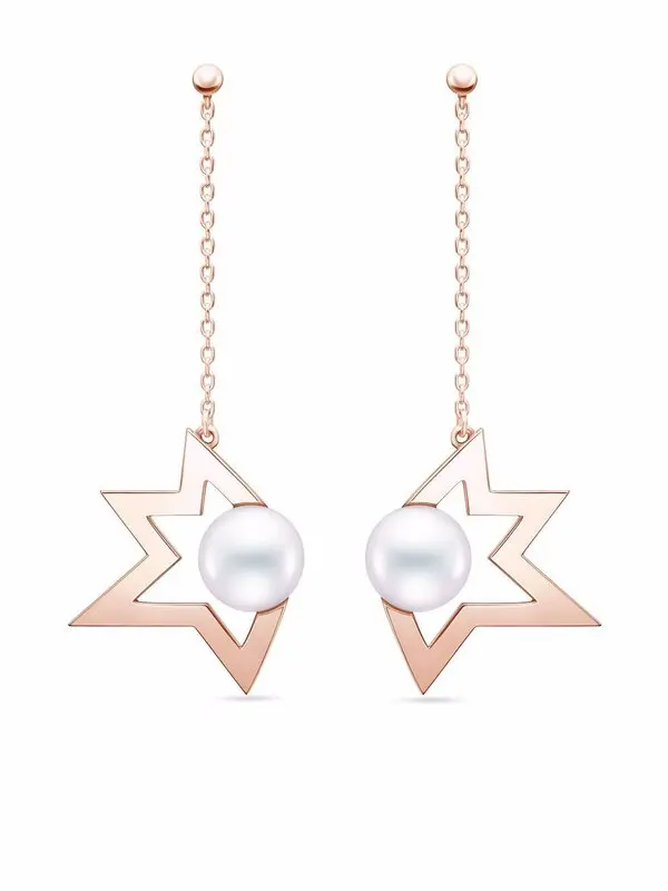 TASAKI 18kt Rose Gold Comet Plus Pearl Drop Earrings