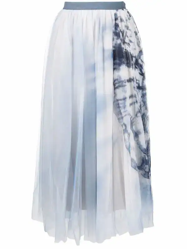 Fabiana Filippi Tie-Dye Style Tulle Skirt Blue Editorialist