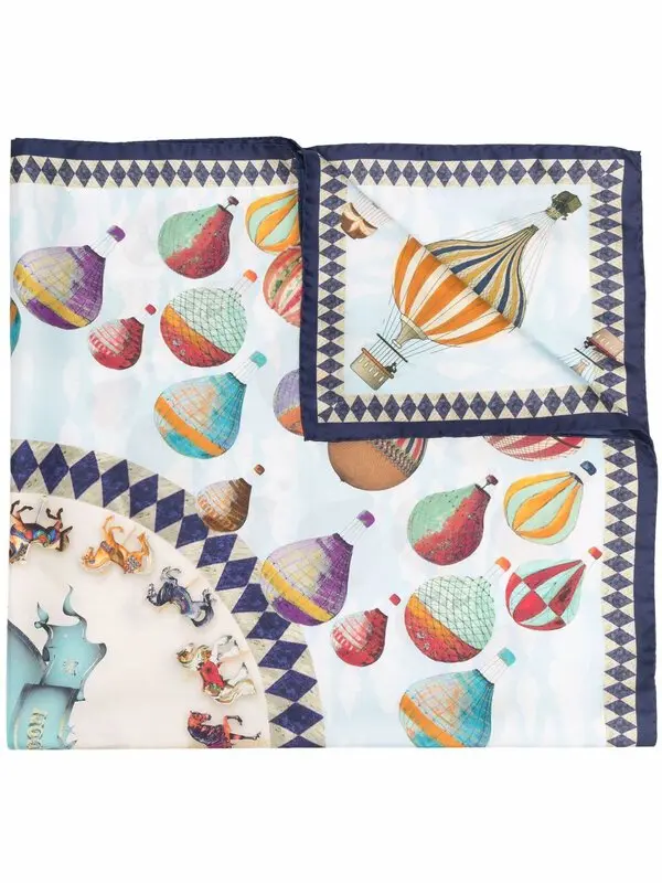 ASPINAL OF LONDON Air Balloon Silk Scarf - Blue