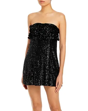 Free People Frida Ruffled Sequined Dress In Black - 70% Off | Editorialist