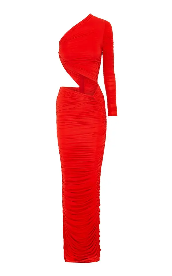 Alex Perry Channing Cutout Ruched Maxi Dress