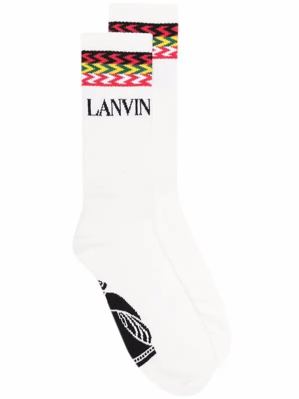 LANVIN Logo Calf-length Socks - White