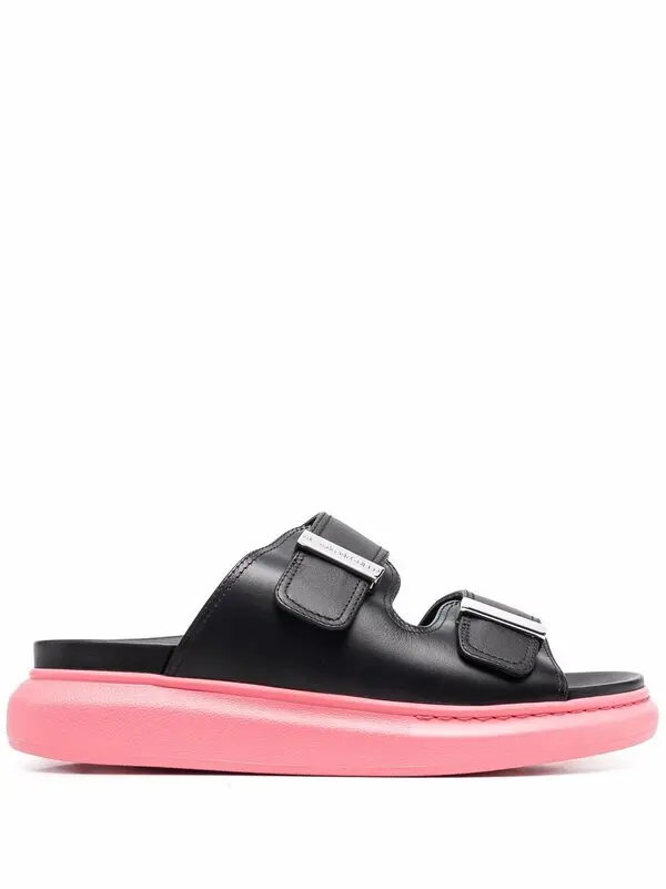 Alexander McQueen Double-strap Two-tone 50mm Wedge Sandals - Black