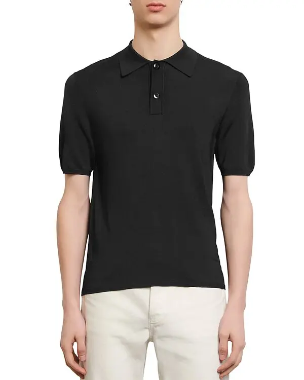 Sandro Pablo Slim Fit Knit Polo Shirt - Black