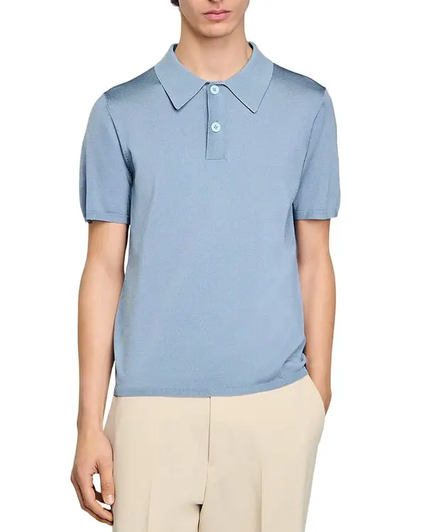 Sandro Pablo Slim Fit Knit Polo Shirt - Chambray