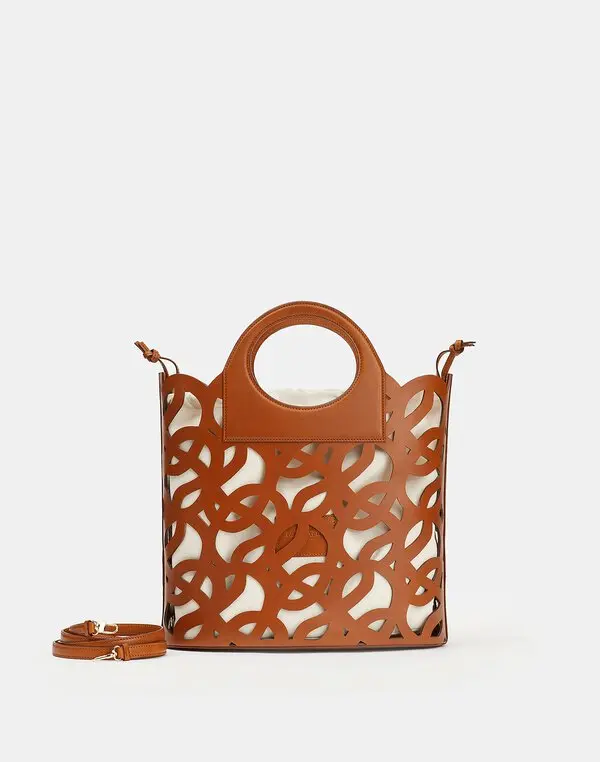 Lafayette 148 New York Vachetta Leather 8 Knot Basket Bag-large