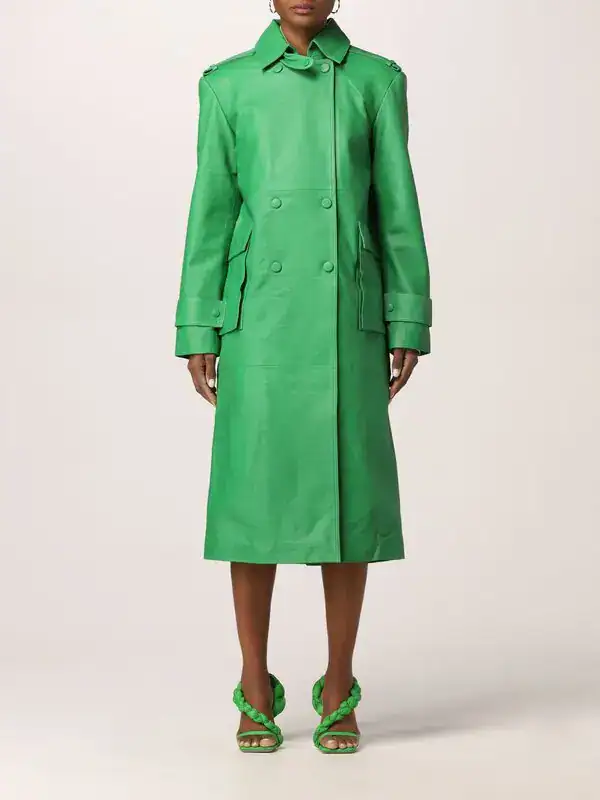 Remain Birger Christensen Trench Coat Leather Trench Coat - Green