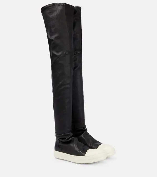 Rick Owens Stocking Over-the-knee Leather Boots - Black