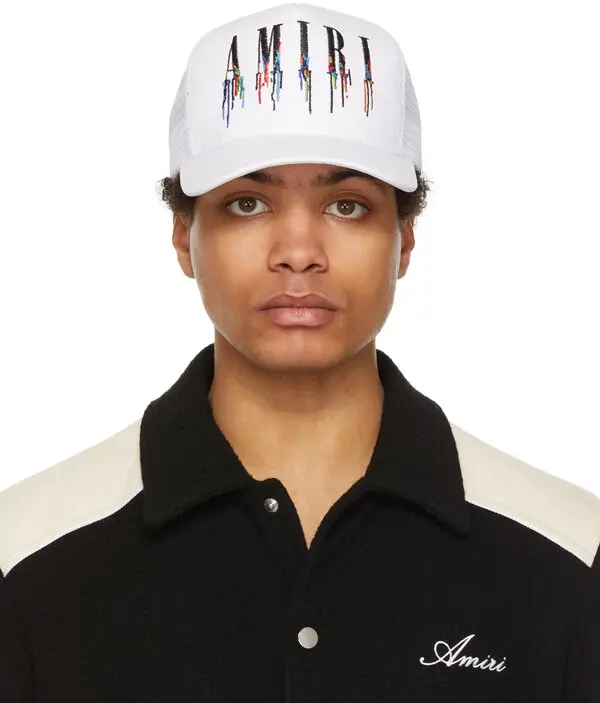 Amiri Paint Drip Core Logo Trucker Cap In White - 40% Off 