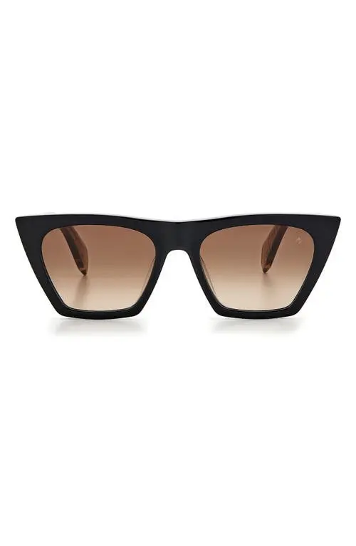 Rag Bone 51mm Cat Eye Sunglasses Black Beige/ Brown Gradient