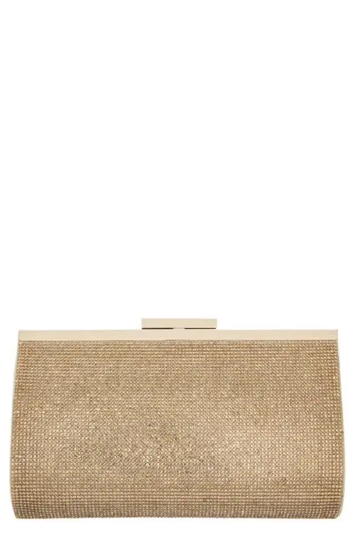Nina Crystal Frame Clutch - Gold