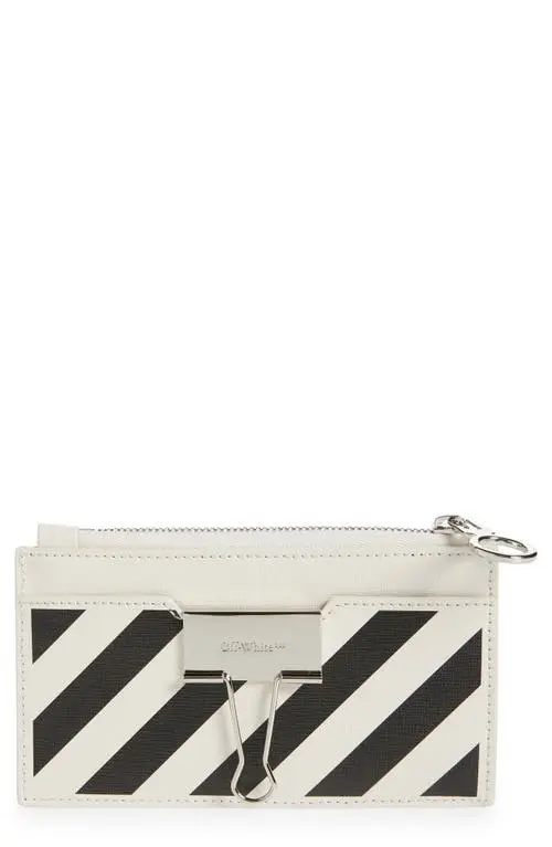 Off-White Binder Clip Diagonal Stripe Zip Card Case - White/Black |  Editorialist