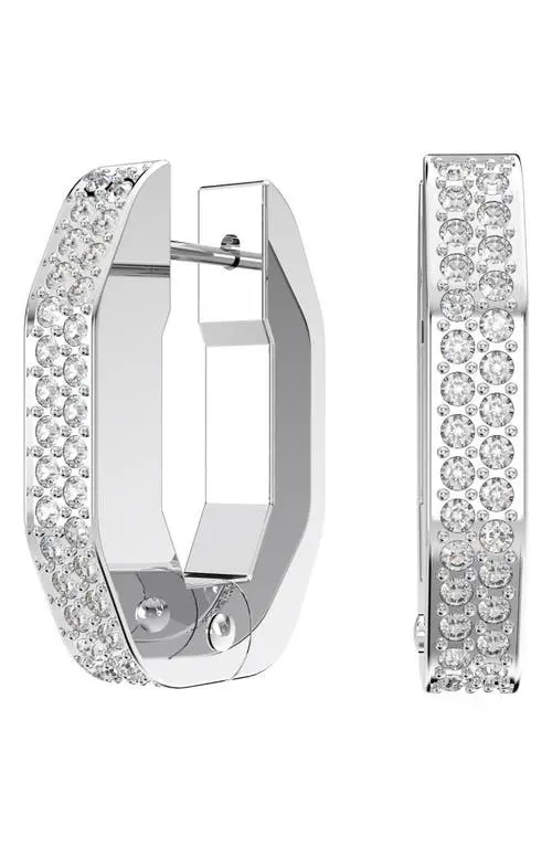 SWAROVSKI Dextera Pavé Hexagonal Hoop Earrings - Silver