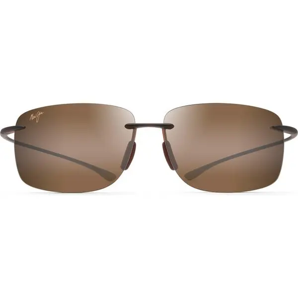 Maui Jim Hema 62mm Polarized Rectangle Sunglasses - Matte Rootbeer