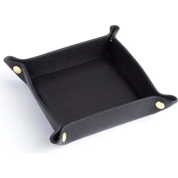 ROYCE NEW YORK Leather Valet Tray - Black
