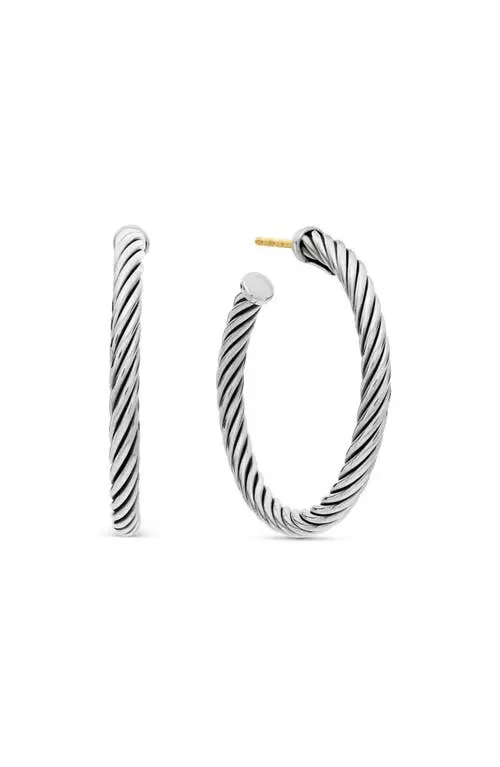 David Yurman Cablespira Hoop Earrings - Silver