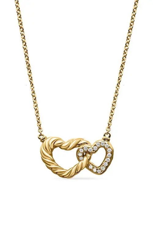 David Yurman Double Heart Pendant Necklace - Diamond
