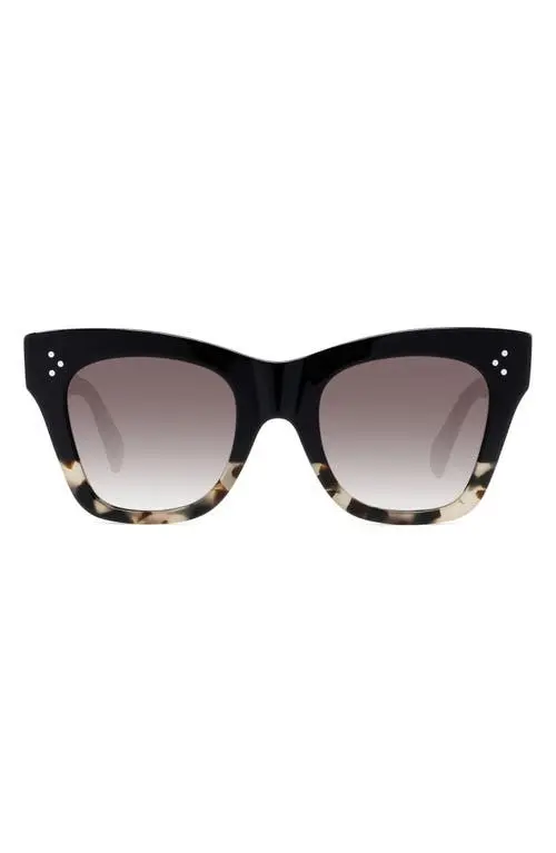 Celine 50mm Gradient Cat Eye Sunglasses - Black/grey Havana/brown