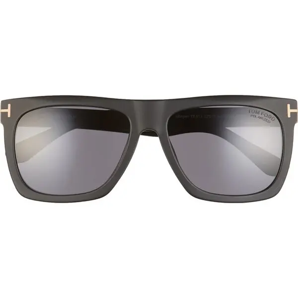TOM FORD Morgan 57mm Polarized Sunglasses - Matte Black/ Smoke