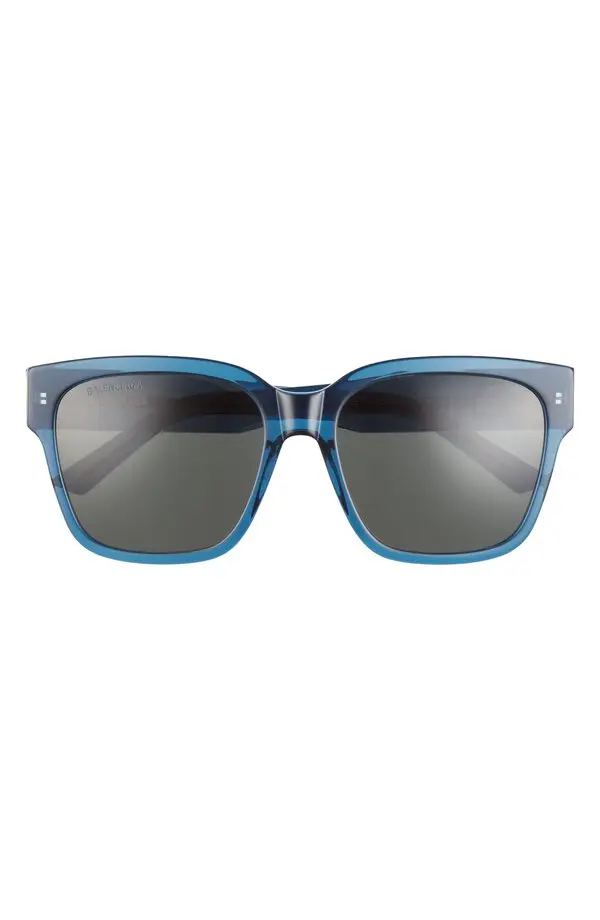Balenciaga 55mm Square Sunglasses - Blue | Editorialist display picture 1