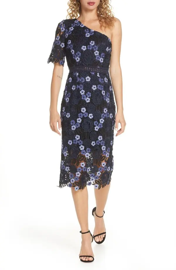 Chi Chi London Lenka One-Shoulder Crochet Lace Cocktail Dress - Multi |  Editorialist