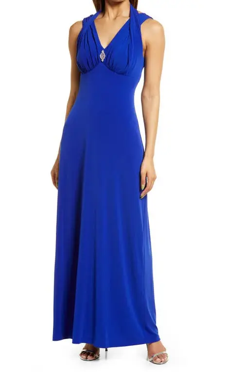 Connected Apparel Double Strap Gown Deep Cobalt Editorialist