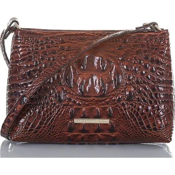 Brahmin Lorelei Croc Embossed Leather Shoulder Bag - Pecan