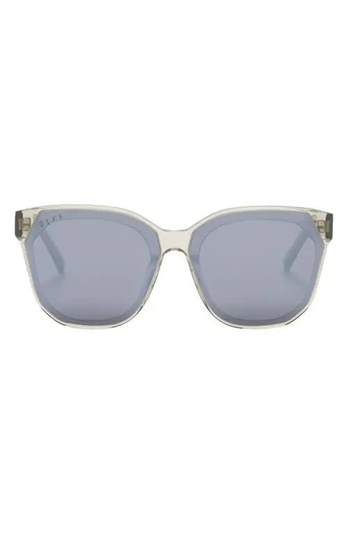 DIFF Eyewear Gia Oversized Square Sunglasses - Olive Crystal/grey Mirror