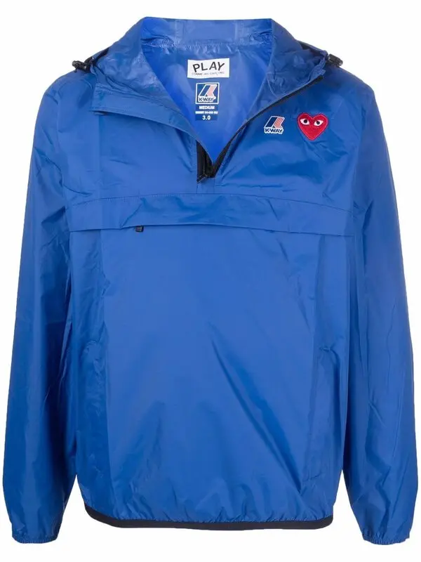 Play Comme Des Garcon X K-way Pullover Hooded Jacket - Blue