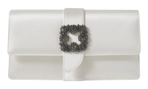 Manolo Blahnik Capri Crystal-embellished Clutch - White