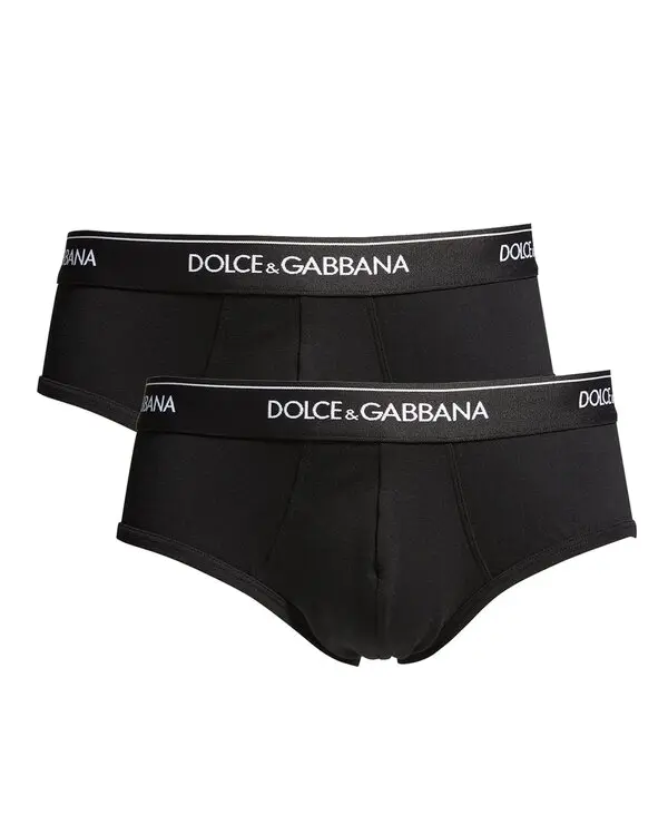 Dolce & Gabbana Two-pack Jersey Stretch Logo Briefs - Black