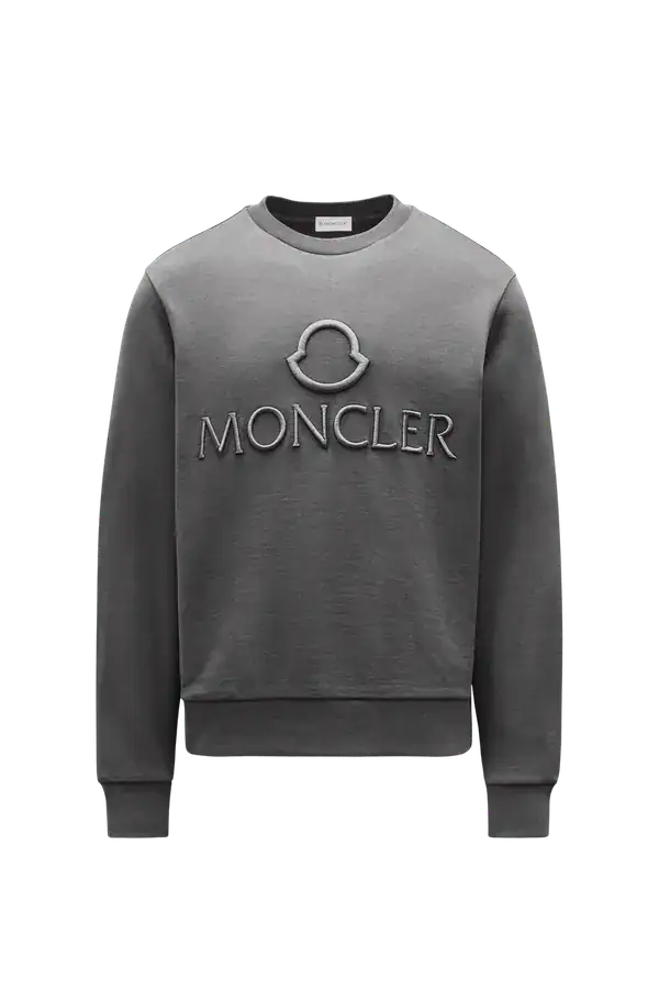 【silver 】MONCLER ロゴ スウェットシャツ 14A Moncler Men Moncler Logo Outline Embroidered Sweatshirt - Silver