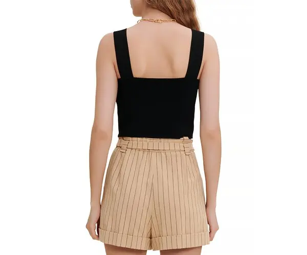 Maje Maclyna Square Neck Crop Top - Black