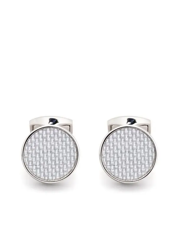 Tateossian Embossed Carbon Tablet Cufflinks - Silver