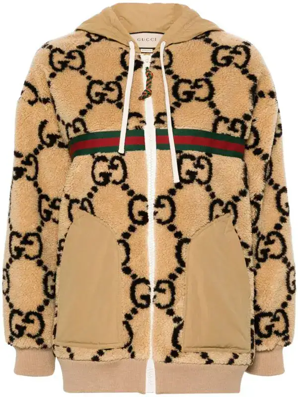 Gucci Maxi Gg-Pattern Fleece Jacket - Neutrals | Editorialist