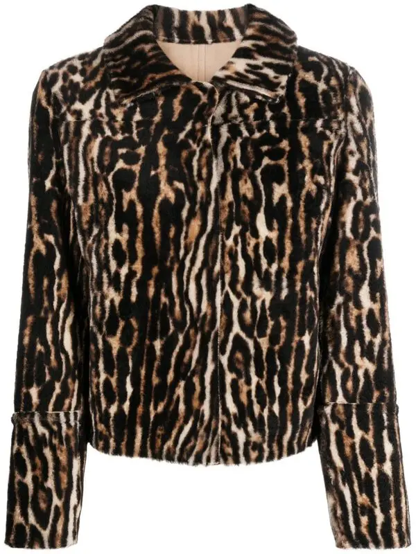 YVES SALOMON Leopard-print Shearling Jacket