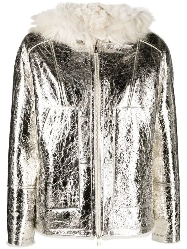 YVES SALOMON Metallic Leather Jacket