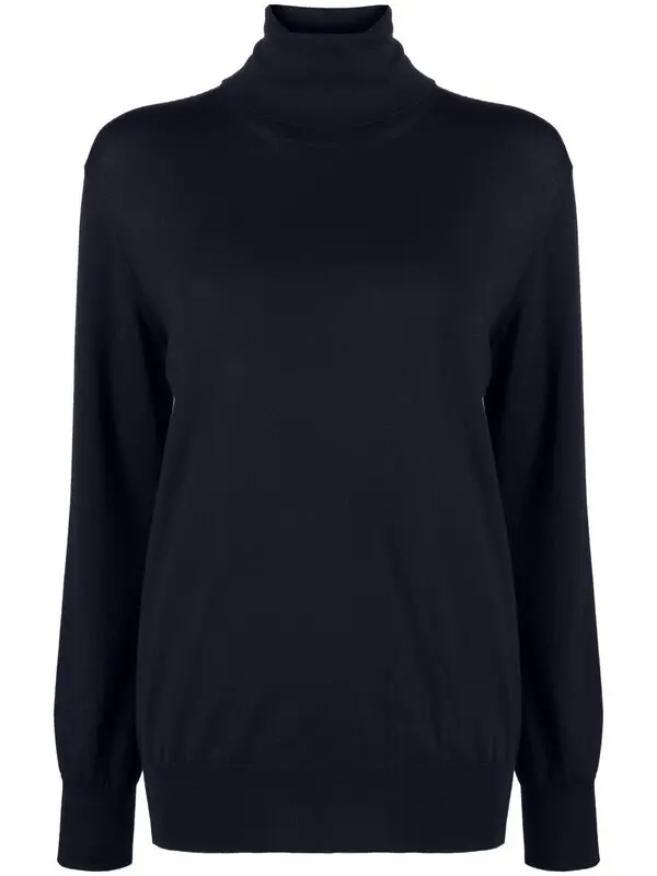 JIL SANDER Roll-neck Wool Jumper - Blue