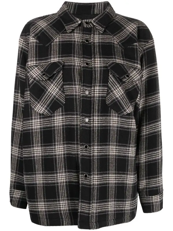 WASHINGTON DEE-CEE Check-pattern Beaded Shirt Jacket - Black