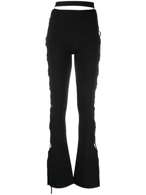 ANDREĀDAMO Cut-out Flared Trousers - Black