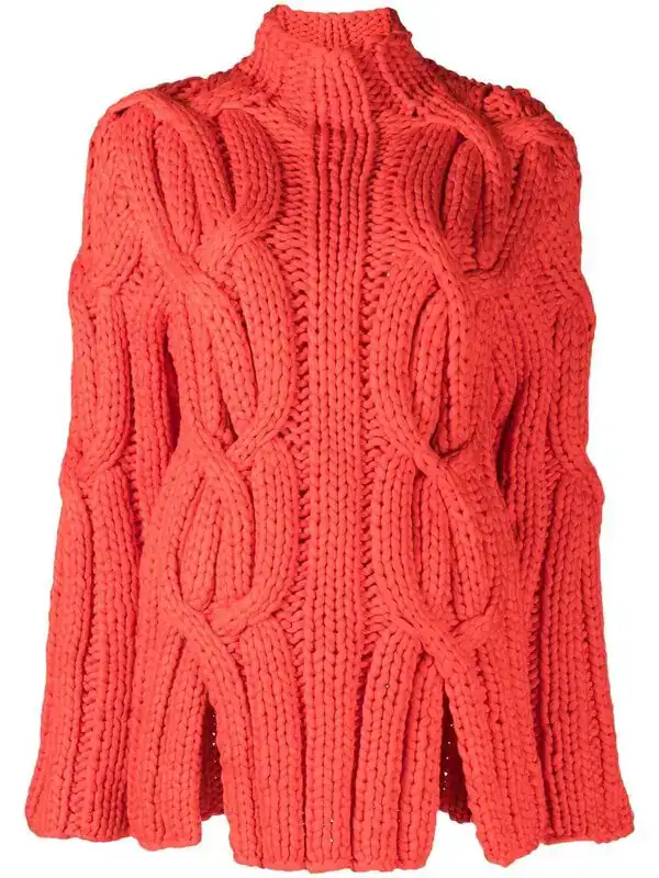 Dion Lee Chunky-Cable Knit Jumper In Red 30% Off Editorialist
