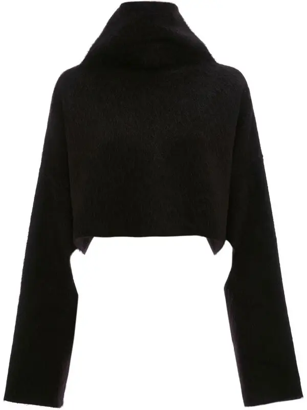 JW Anderson Cut-out Oversized Cropped Jumper - Black