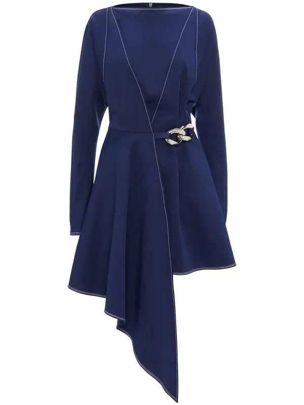 JW Anderson Chain-link Embellished Asymmetric Dress - Blue